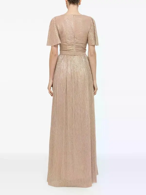 NISSA Sequin Applique Maxi Dress With V-neck And Belted Waist