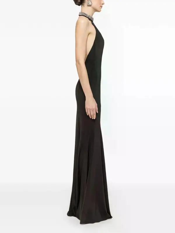 NISSA Backless Maxi Dress - Black