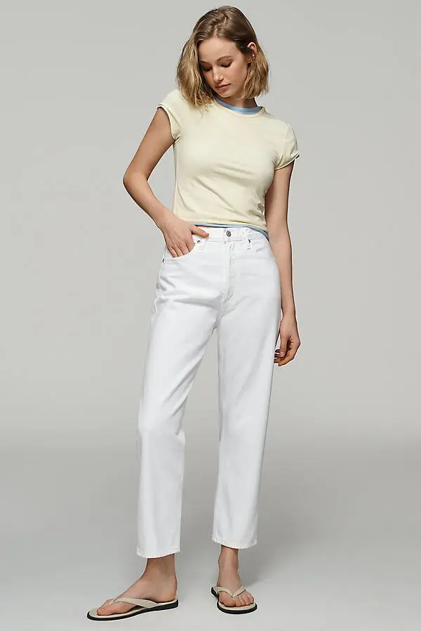 AGOLDE 90s Crop Mid-rise Straight-leg Jeans - Marshmallow