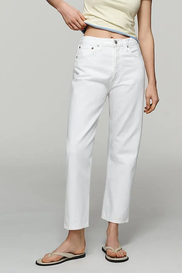 AGOLDE 90s Crop Mid-rise Straight-leg Jeans - Marshmallow