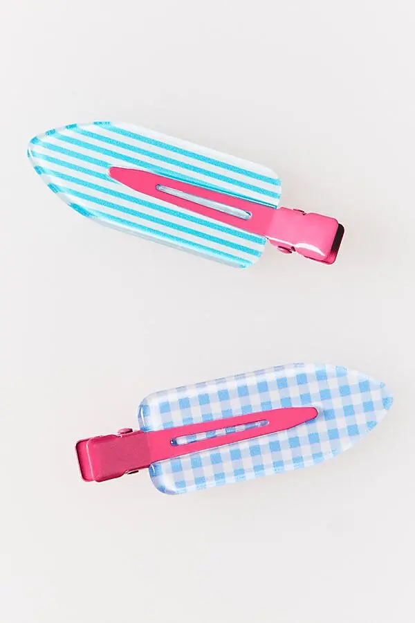 Anthropologie Printed Crease-free Clips, Set Of 2 - Blue Pattern