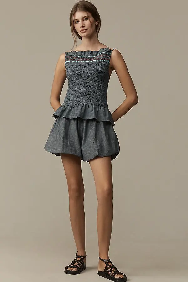Anthropologie Smocked Bubble Shorts