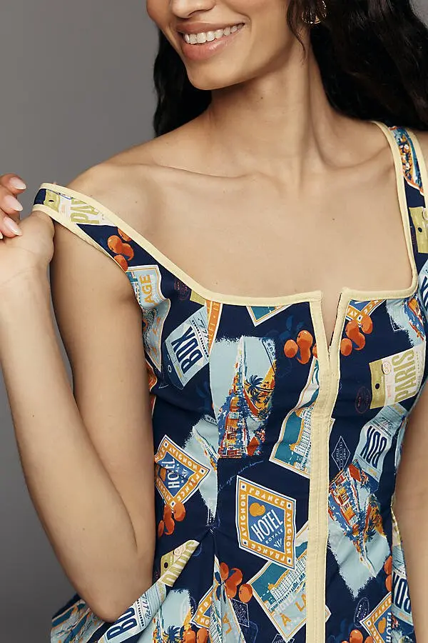 Maeve Sleeveless Square-neck Peplum Tank Top