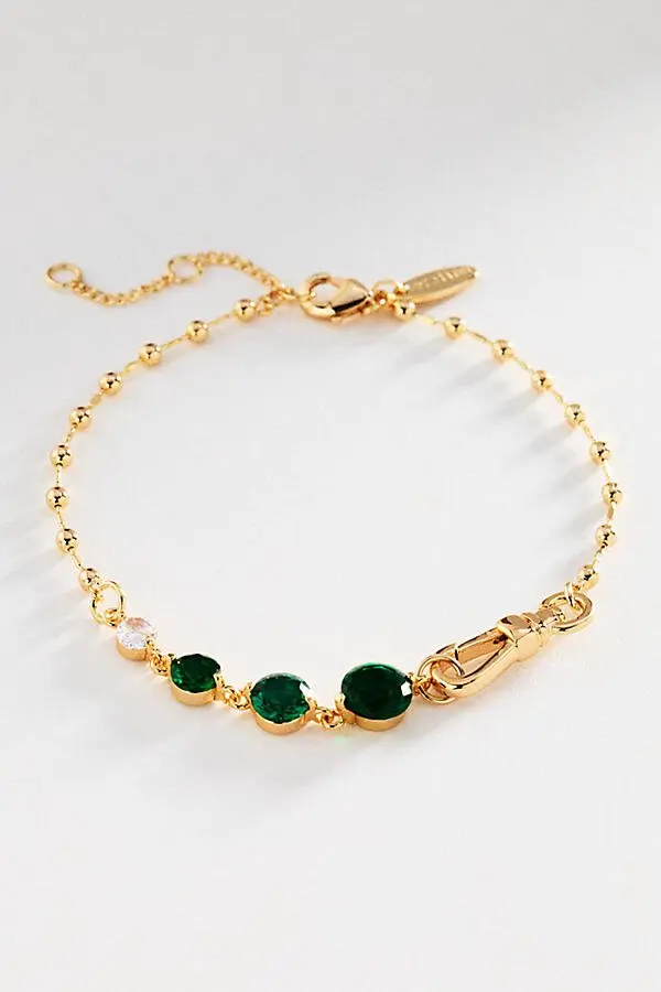 Anthropologie Triple Stone Bracelet - Emerald Green