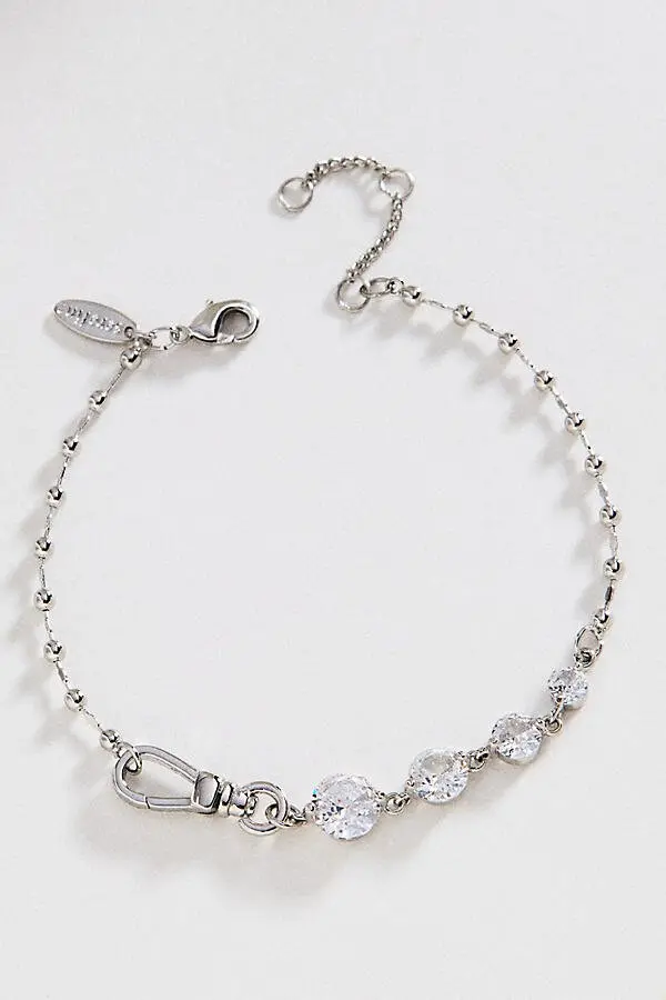 Anthropologie Triple Stone Bracelet - Silver/clear