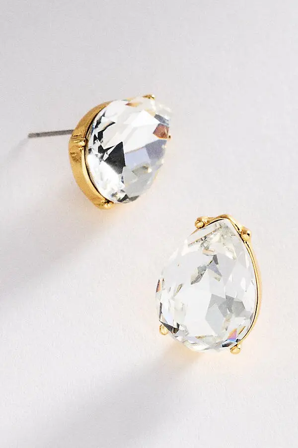 Anthropologie Stone Teardrop Earrings - Clear