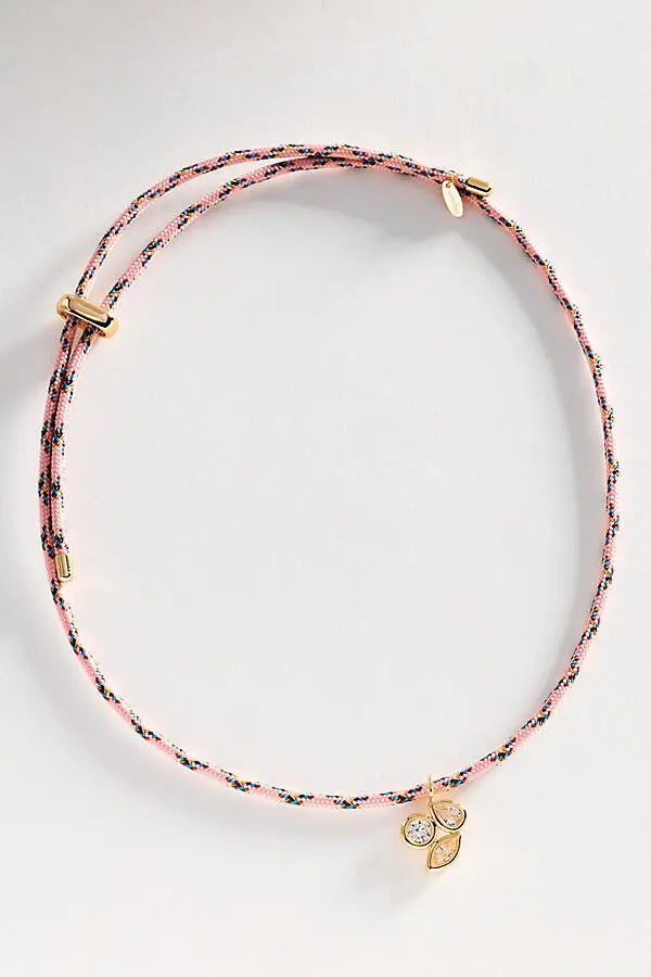 Anthropologie Corded Charm Necklace - Light Pink