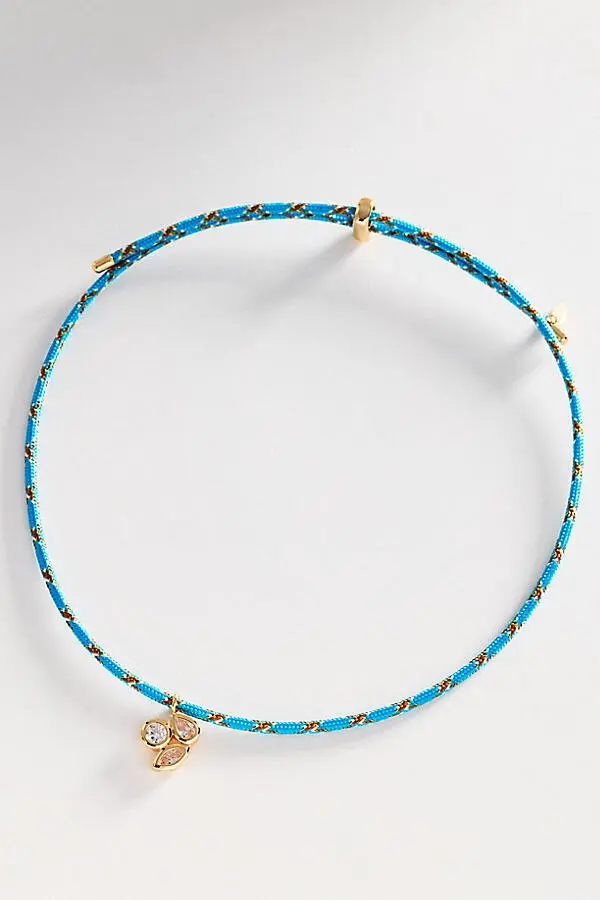 Anthropologie Corded Charm Necklace - Turquoise