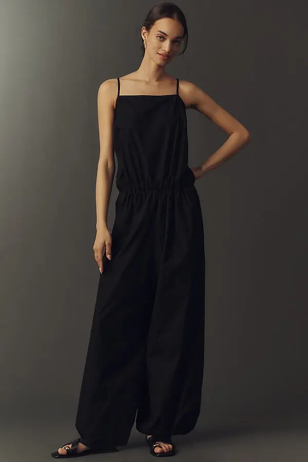 Anthropologie Cotton Bubble-hem Twofer Jumpsuit - Black