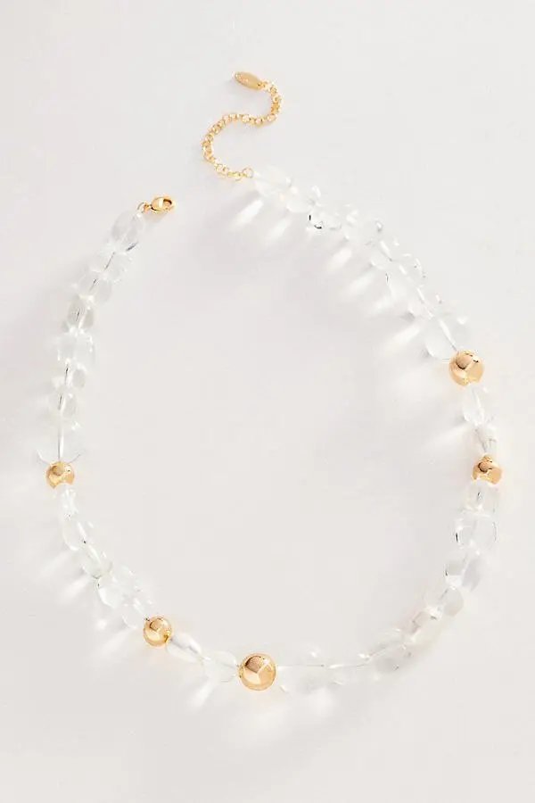 Anthropologie Chunky Beaded Necklace - Clear