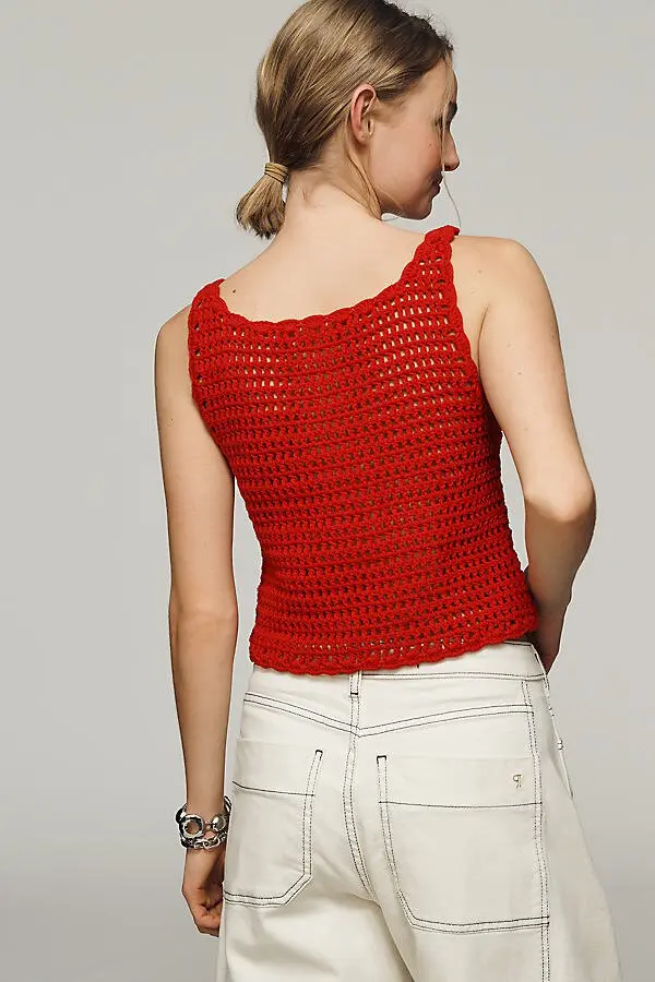 TACH Crochet Cotton Sweater Tank Top