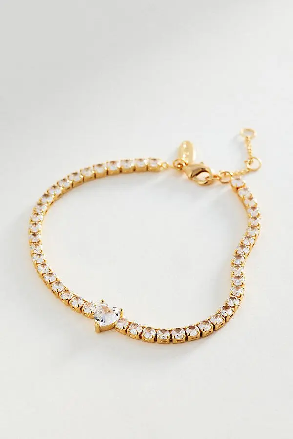 Anthropologie Multi Crystal Stone Bracelet - Gold