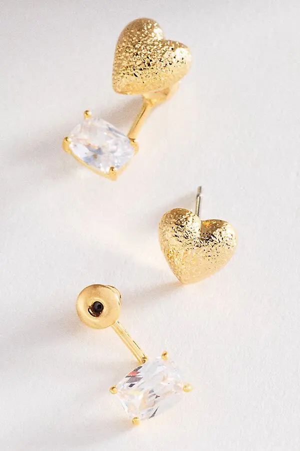 Anthropologie Heart Gem Drop Earrings - Clear