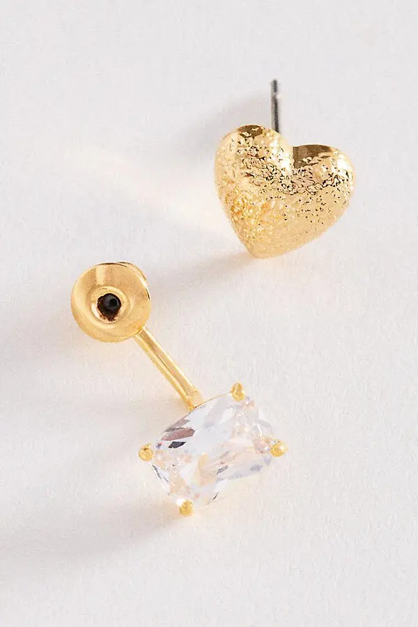 Anthropologie Heart Gem Drop Earrings - Clear