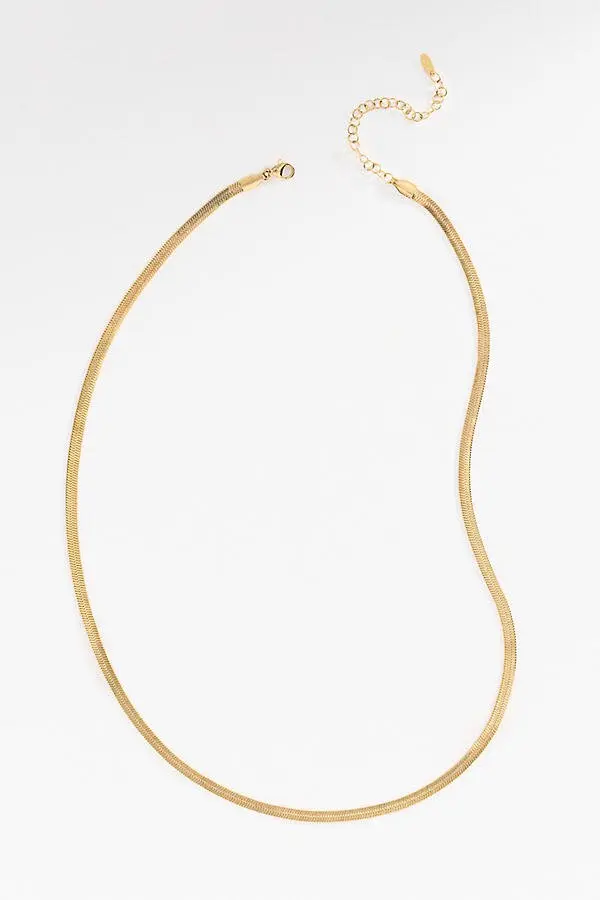 Anthropologie Classic Herringbone Necklace - Gold