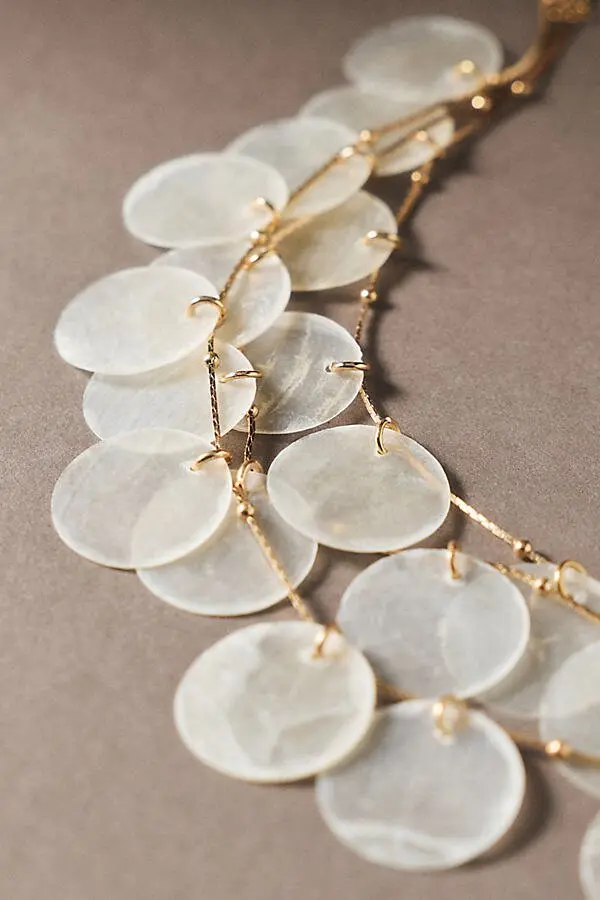 Anthropologie Iridescent Layered Shell Necklace