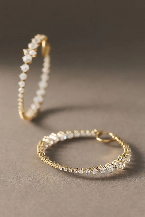 Nadri Leah Statement Hoop Earrings - Gold