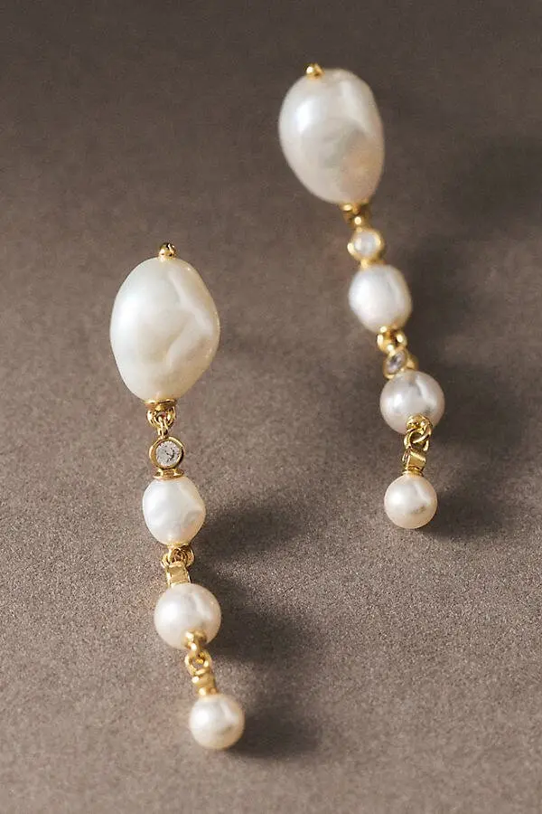 Nadri Siren Freshwater Pearl Drop Earrings - White