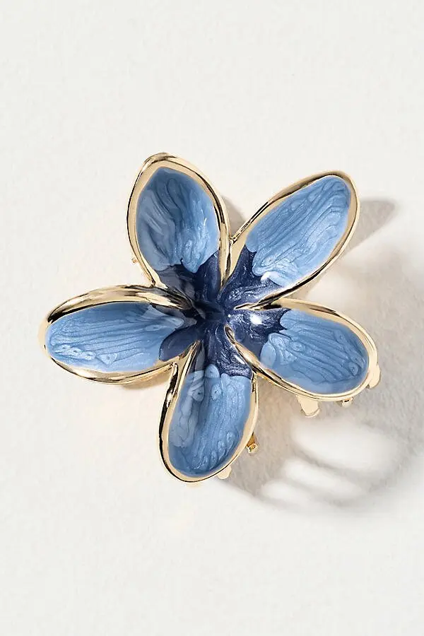 Anthropologie Metal Flower Hair Claw Clip - Blue