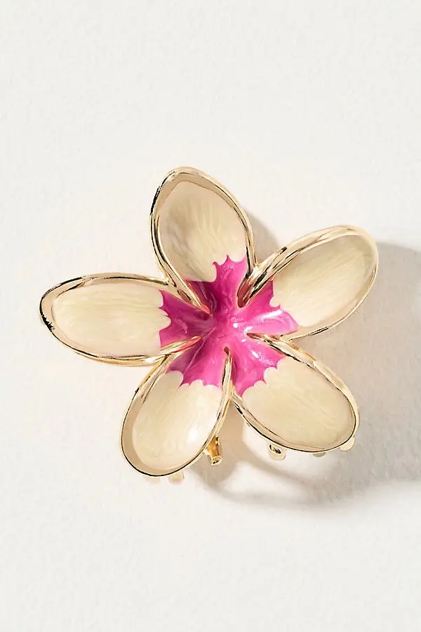 Anthropologie Metal Flower Hair Claw Clip - Pink