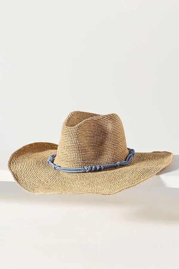 Anthropologie Corded Rancher Hat - Natural/periwinkle
