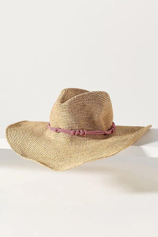 Anthropologie Corded Rancher Hat - Natural/red