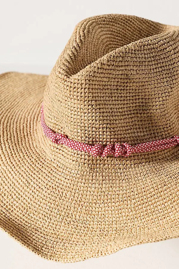Anthropologie Corded Rancher Hat - Natural/red