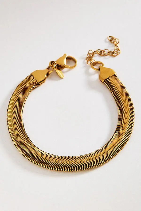 Anthropologie Chunky Snake Chain Water-resistant Bracelet - Gold