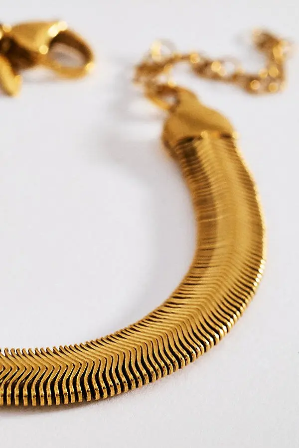 Anthropologie Chunky Snake Chain Water-resistant Bracelet - Gold