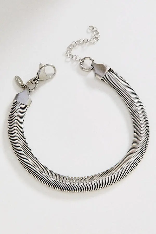 Anthropologie Chunky Snake Chain Water-resistant Bracelet - Silver