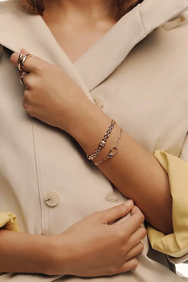 Anthropologie Caraber Paperclip Chain Bracelet - Gold