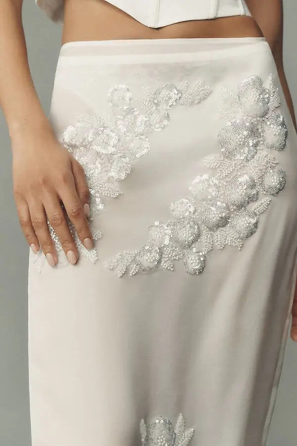Ila Pixie Silk Midi Skirt - White