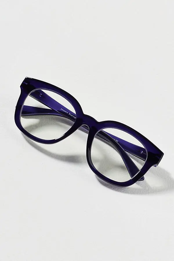 PEEPERS Lala Oversized Square Blue Light Readers - Dark Purple