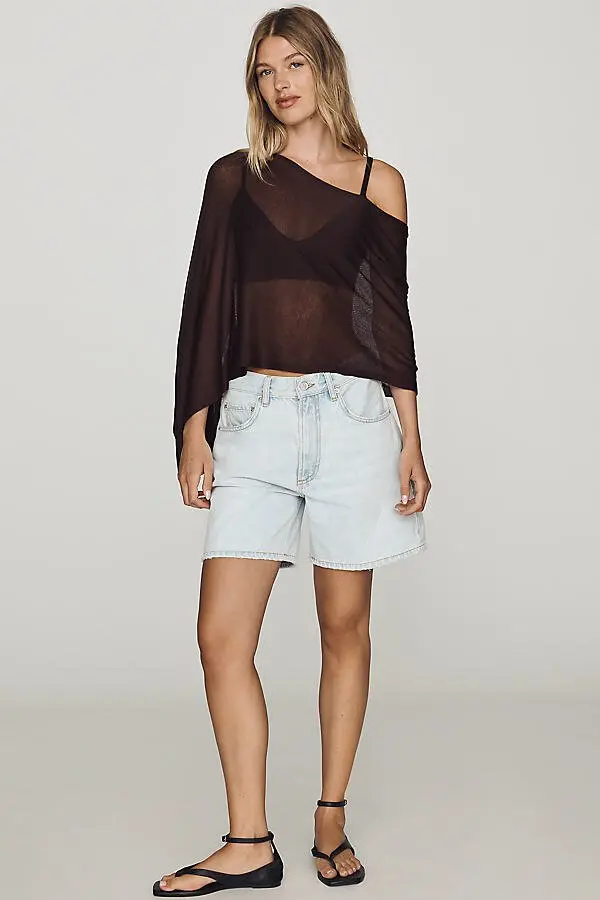 Anthropologie Sheer Knit Poncho - Chocolate