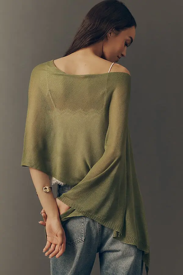 Anthropologie Sheer Knit Poncho - Green