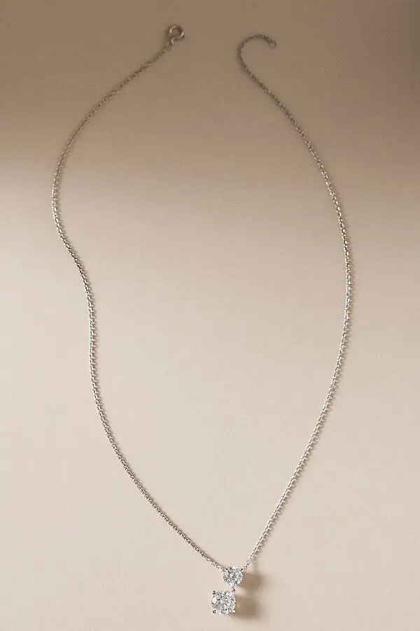 FINE DIAMONDS BY ANTHROPOLOGIE WEDDINGS Double Lab Diamond Necklace - Silver