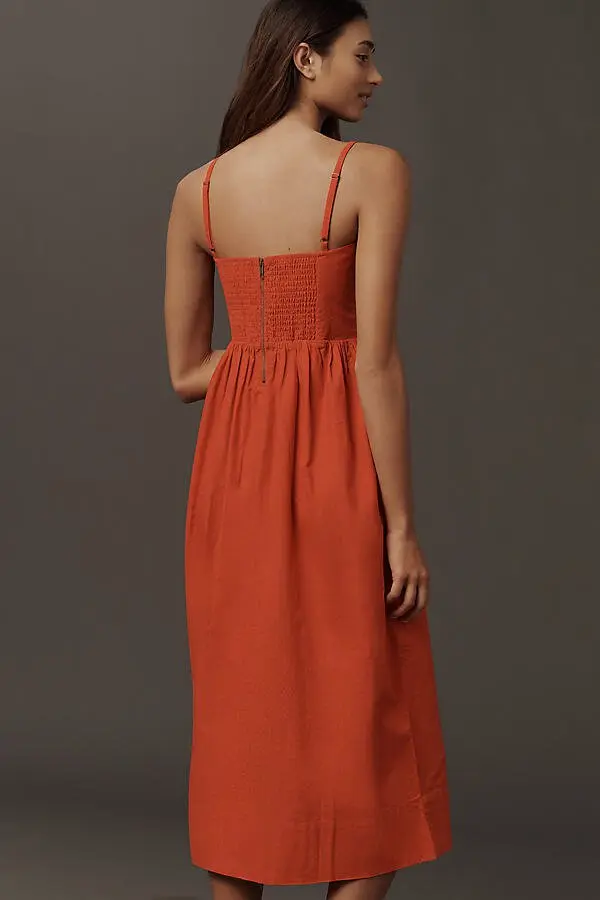 The Great. Verse Sleeveless A-line Midi Dress - Hot Red