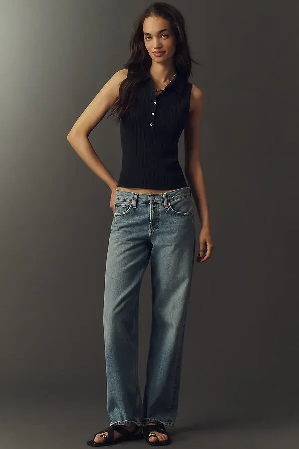 Paige Vesta Collared Tank Top - Black