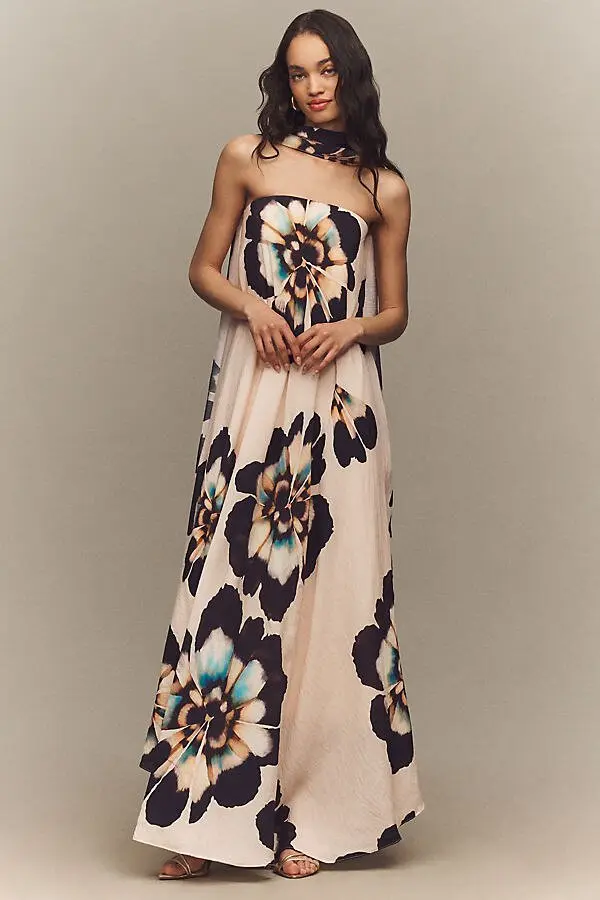 SISTERS. Tessa Strapless Maxi Dress - Sandstone Beige