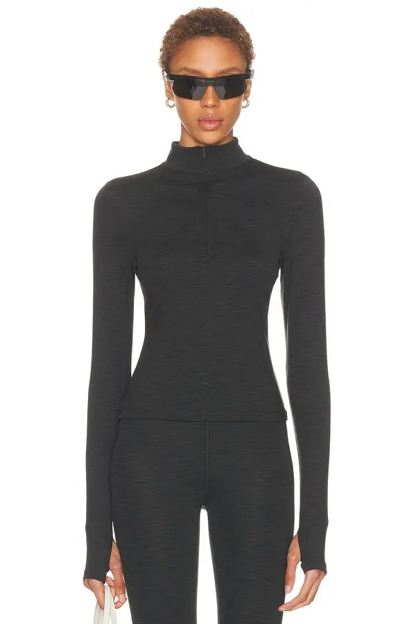 Splits59 Stevie Active Rib Half Zip Top - Heather Graphite