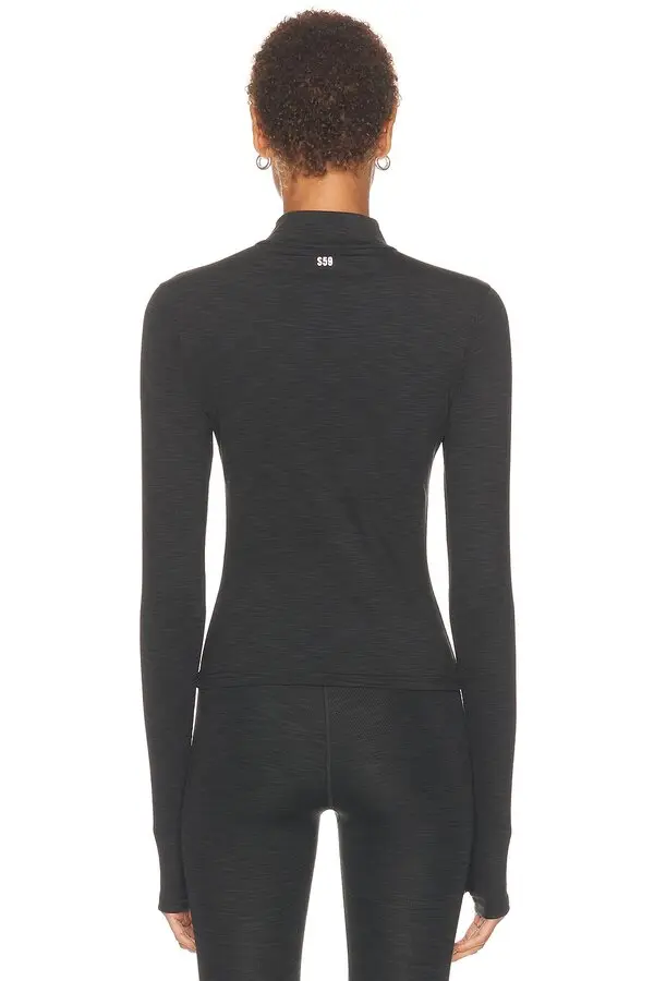 Splits59 Stevie Active Rib Half Zip Top - Heather Graphite