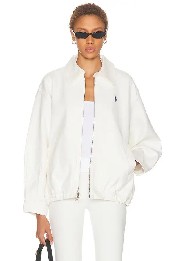 Polo Ralph Lauren Bomber Jacket In White - Trophy Cream