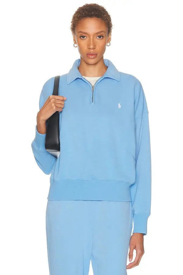 Polo Ralph Lauren Island Half Zip Sweatshirt In Blue - Chatham Blue