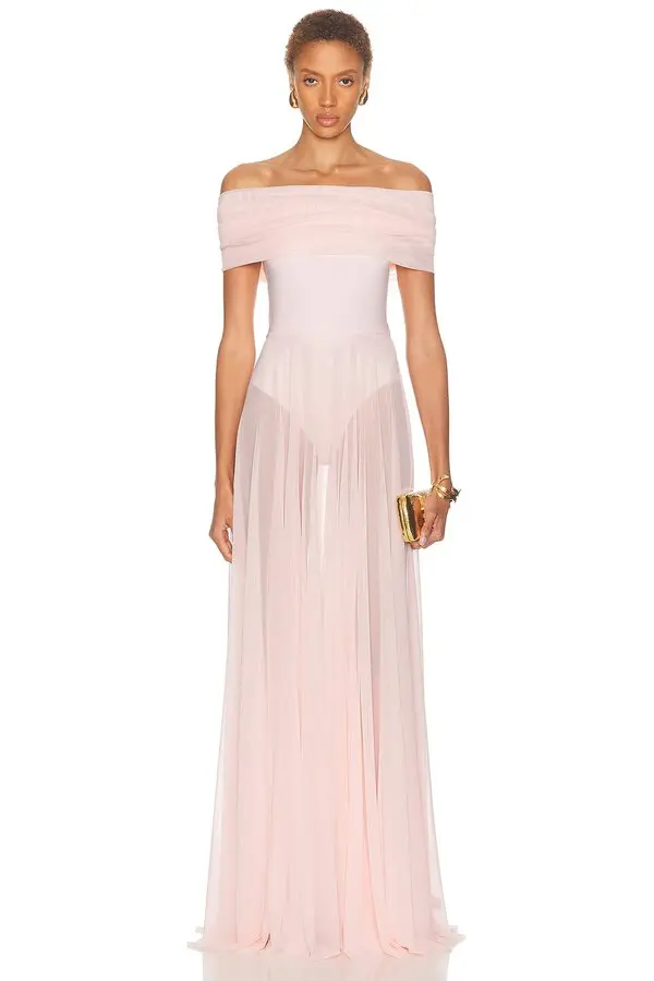 Norma Kamali Sleeveless Cowl Neck Flared Gown - Ballet Pink