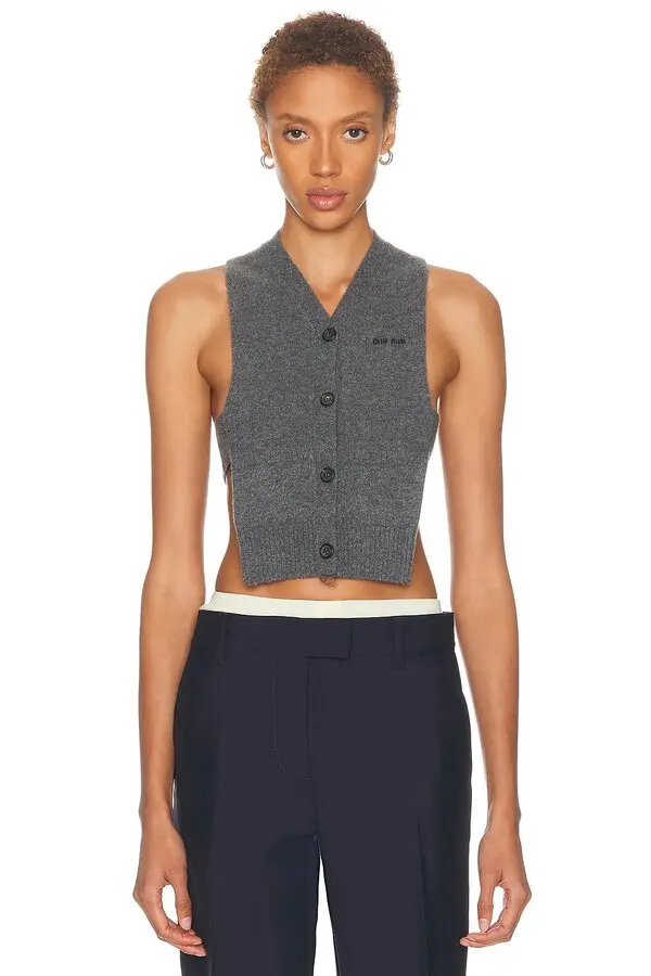 Miu Miu Cashmere Vest - Ardesia