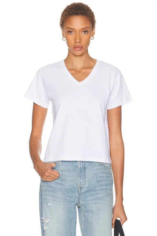 LESET Margo V Neck Tee - White