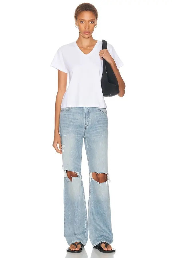 LESET Margo V-neck Tee - White
