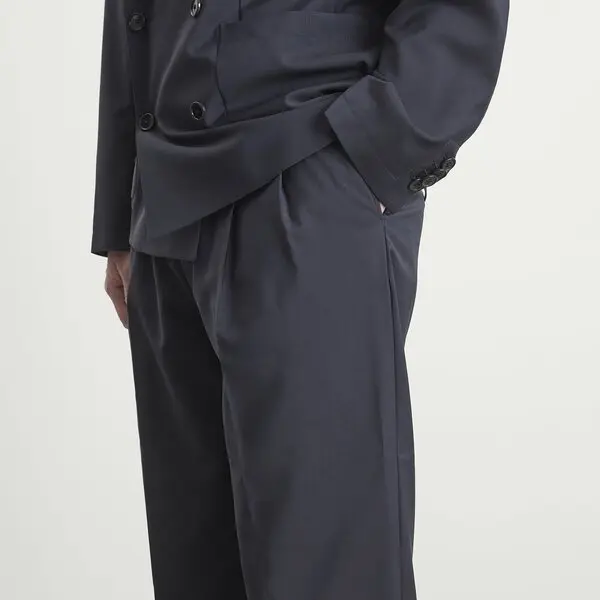 CARTER YOUNG Double Pleated Trousers In Virgin Wool Blend
