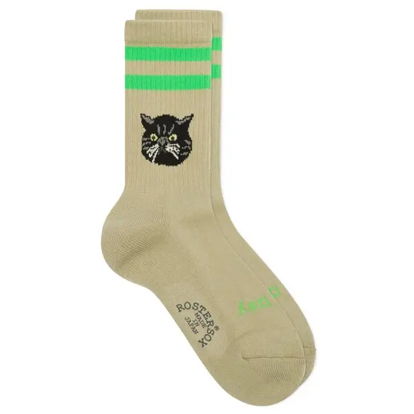 ROSTERSOX Cat Crew Socks - Green