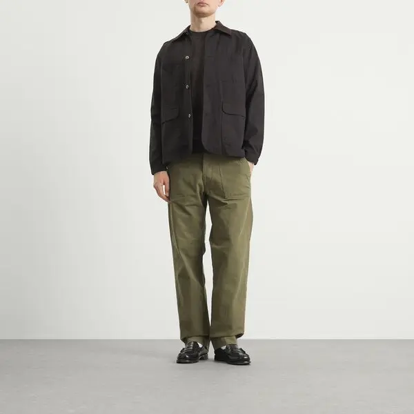 DRAKE'S Twill Fatigue Trousers - Khaki